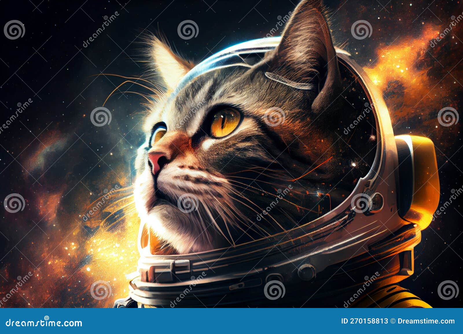 Cat Cosmonaut: an Epic Journey Across the Universe. Generative AI Stock ...
