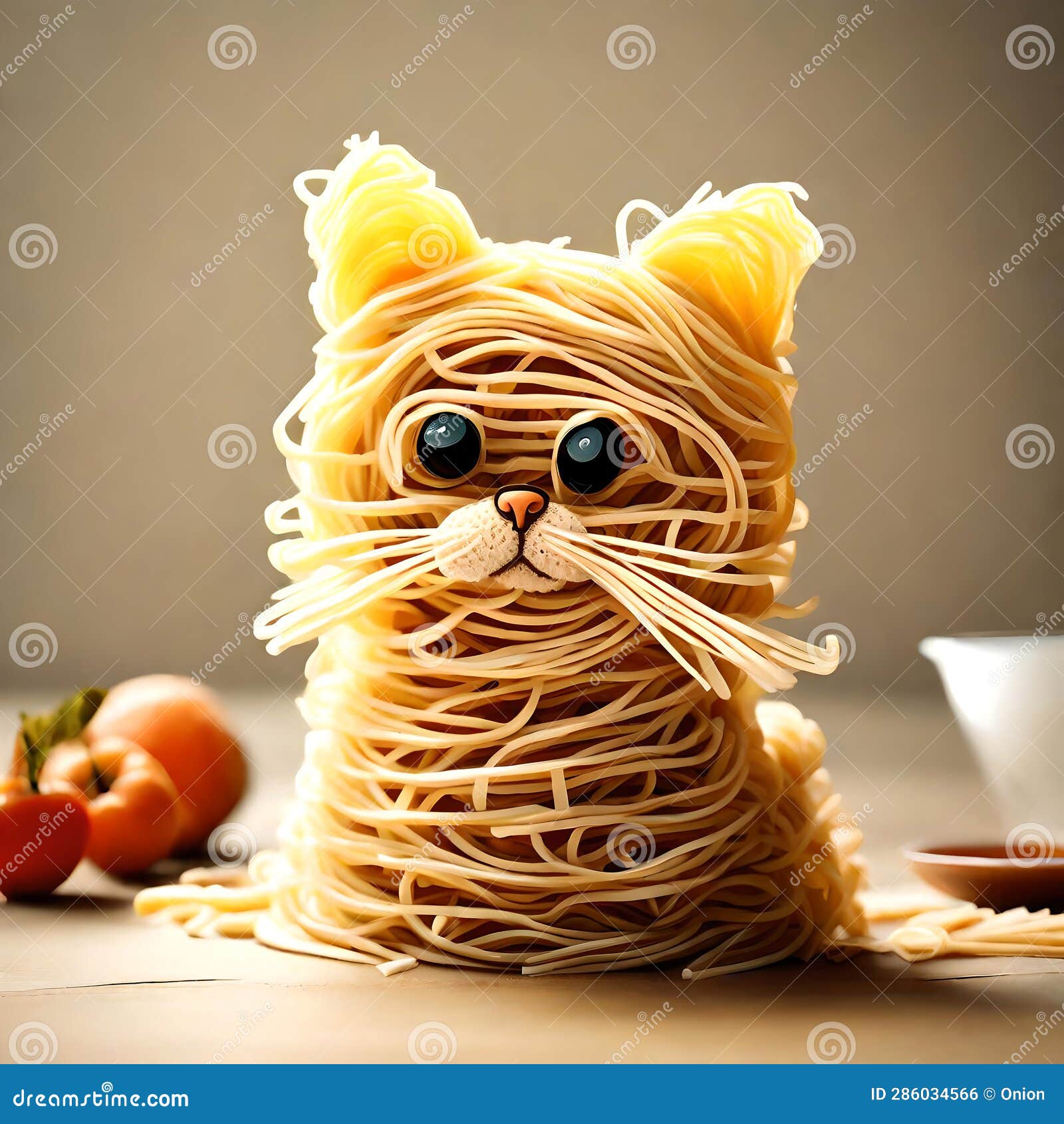 Cat Created with Spaghetti - Ai Generated Image Stock Illustration ...