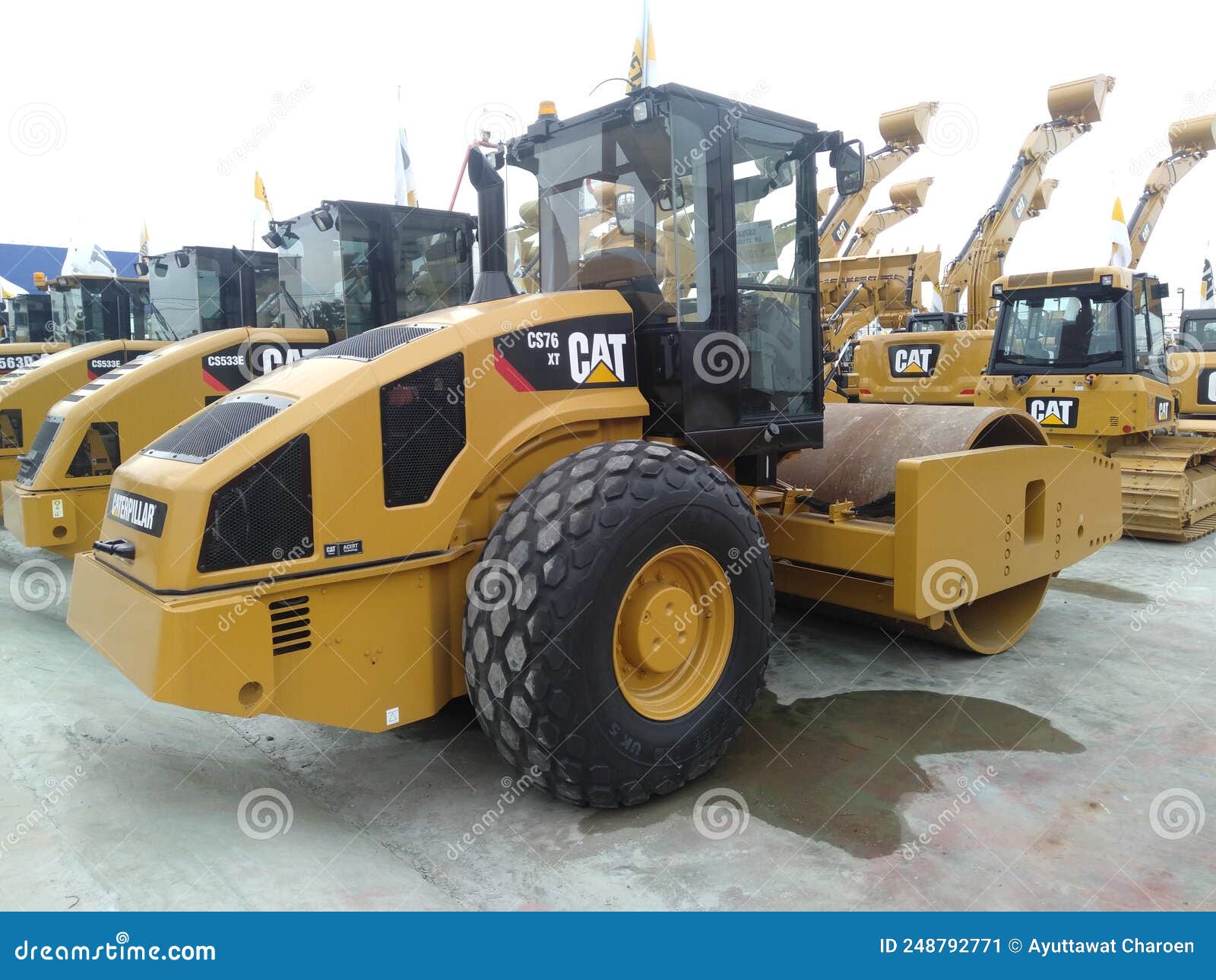 Vibratory Soil Compactor During Roadworks And Highway Construction ...