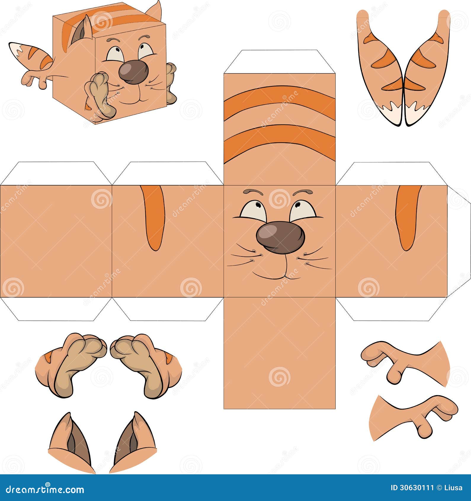 A Cat Cube. Toy for Assemblage Stock Vector - Illustration of ...