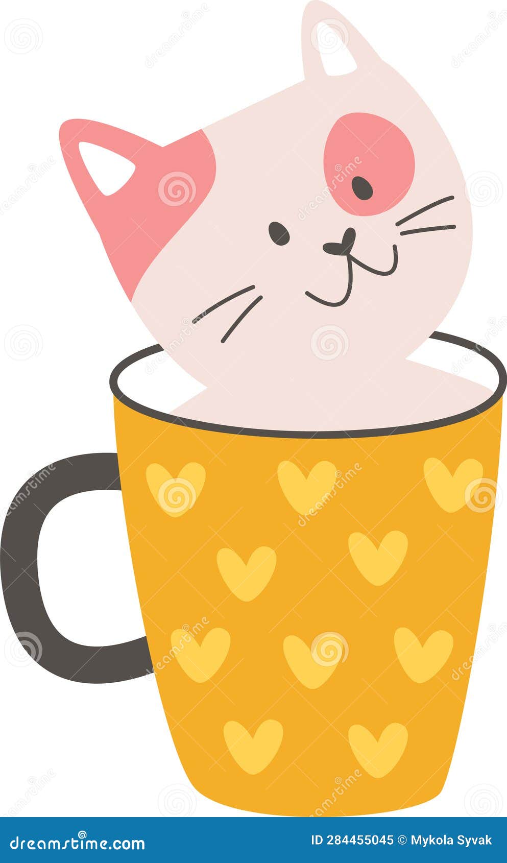 Cat in Cup stock vector. Illustration of design, kitty - 284455045