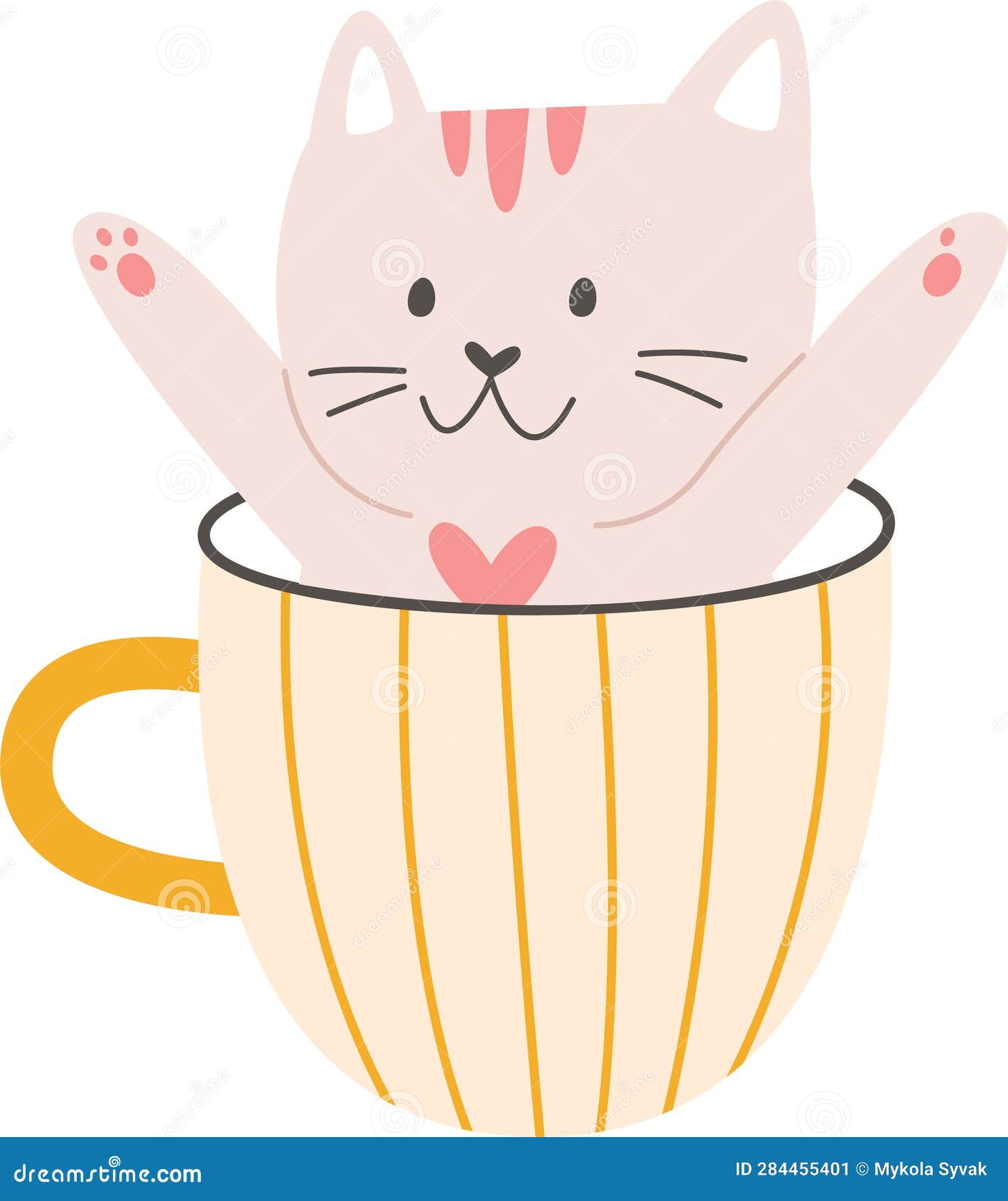 Cat in Cup stock vector. Illustration of isolated, kitty - 284455401