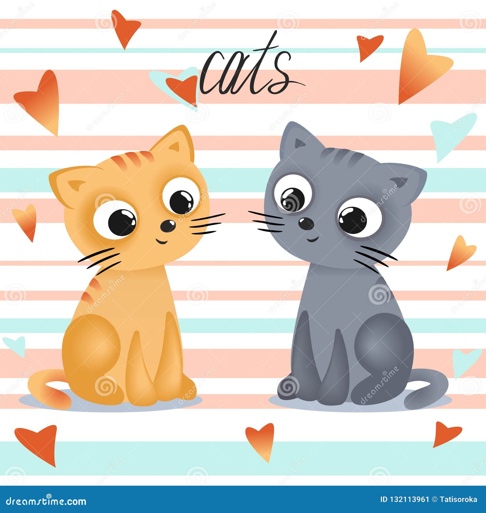 Cat stock vector. Illustration of adorable, poster, graphic - 132113961