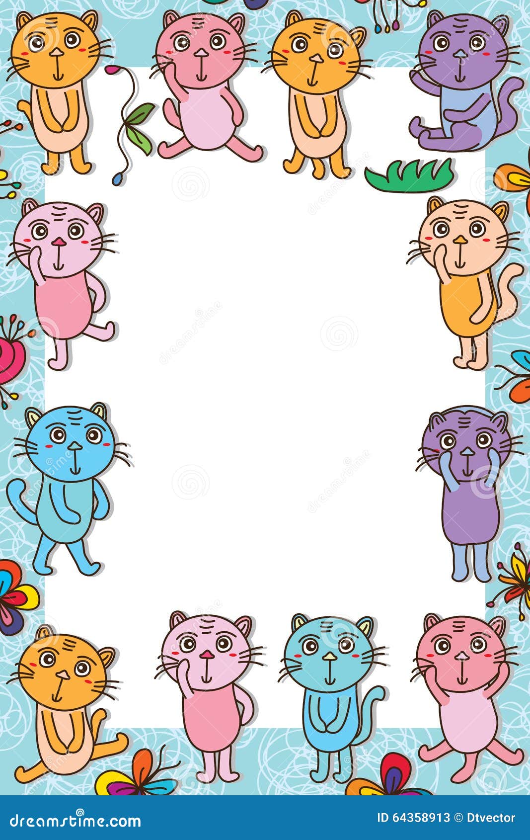 Cat Cute Fun Frame White Frame Stock Vector - Illustration of child ...