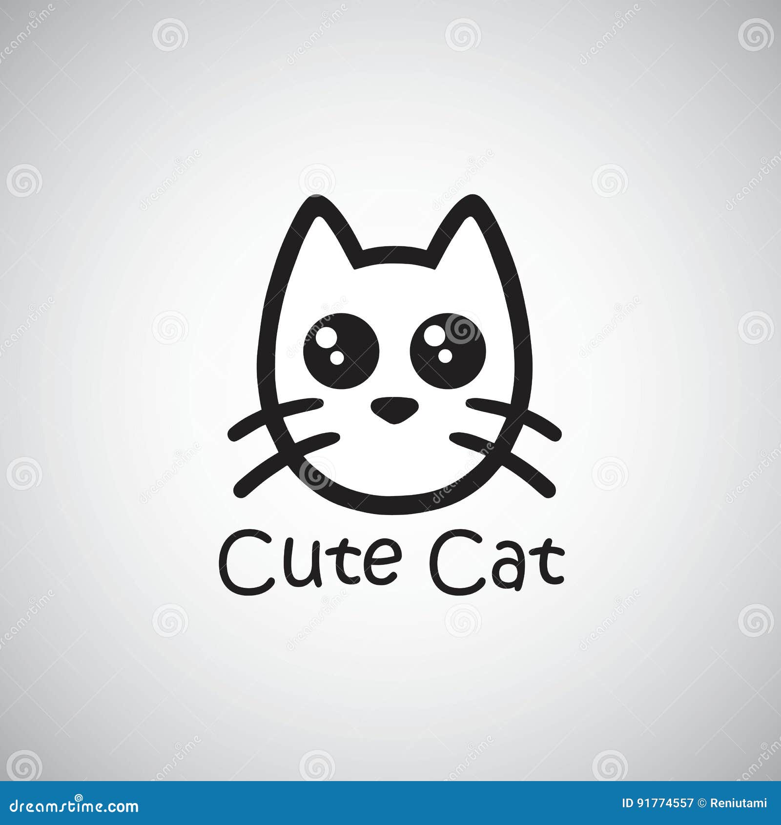 Cat Cute Logo. Black Vector Illustration Stock Vector - Illustration of ...