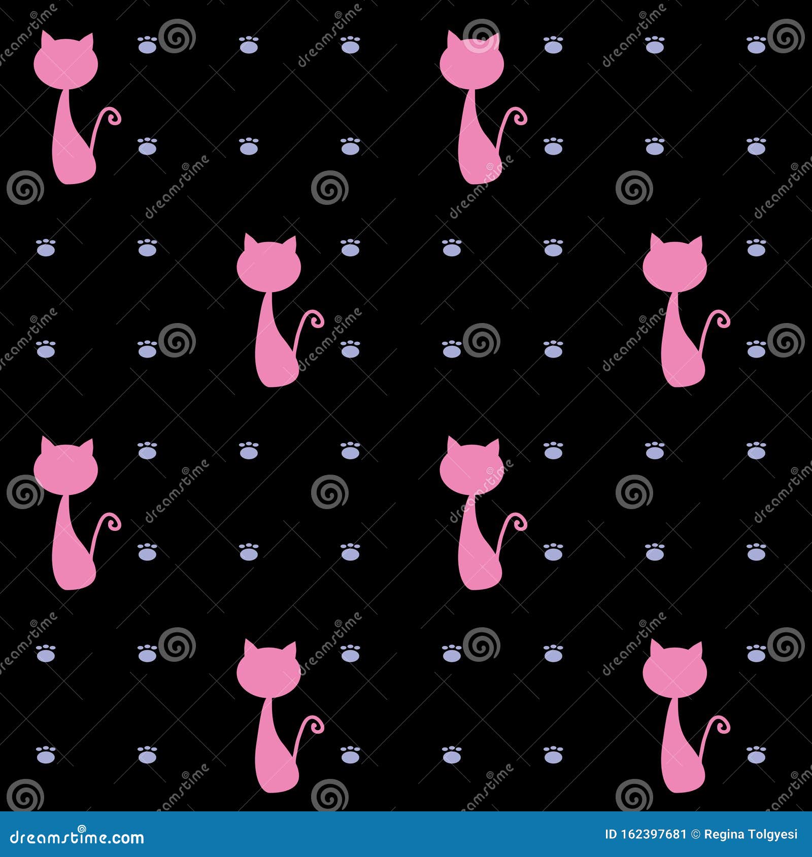 Cat, Cute Seamless Pattern, Texture, Kittens in Pink Color ...