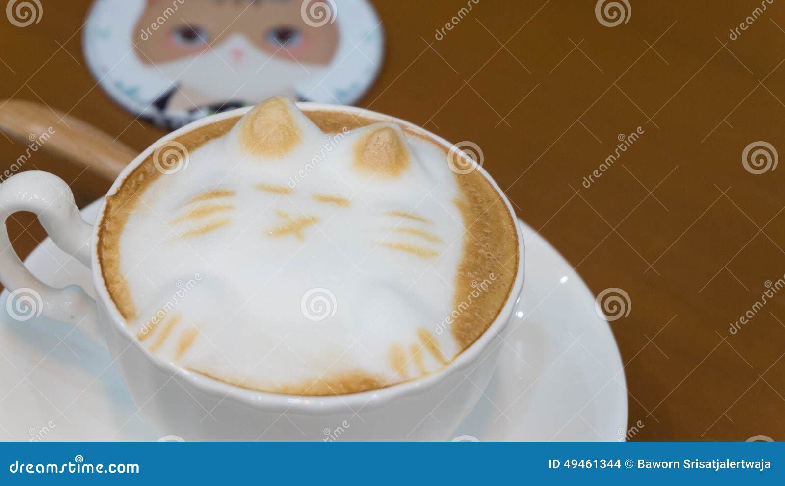 Cat 3D latte art coffee stock photo. Image of latte, white - 49461344