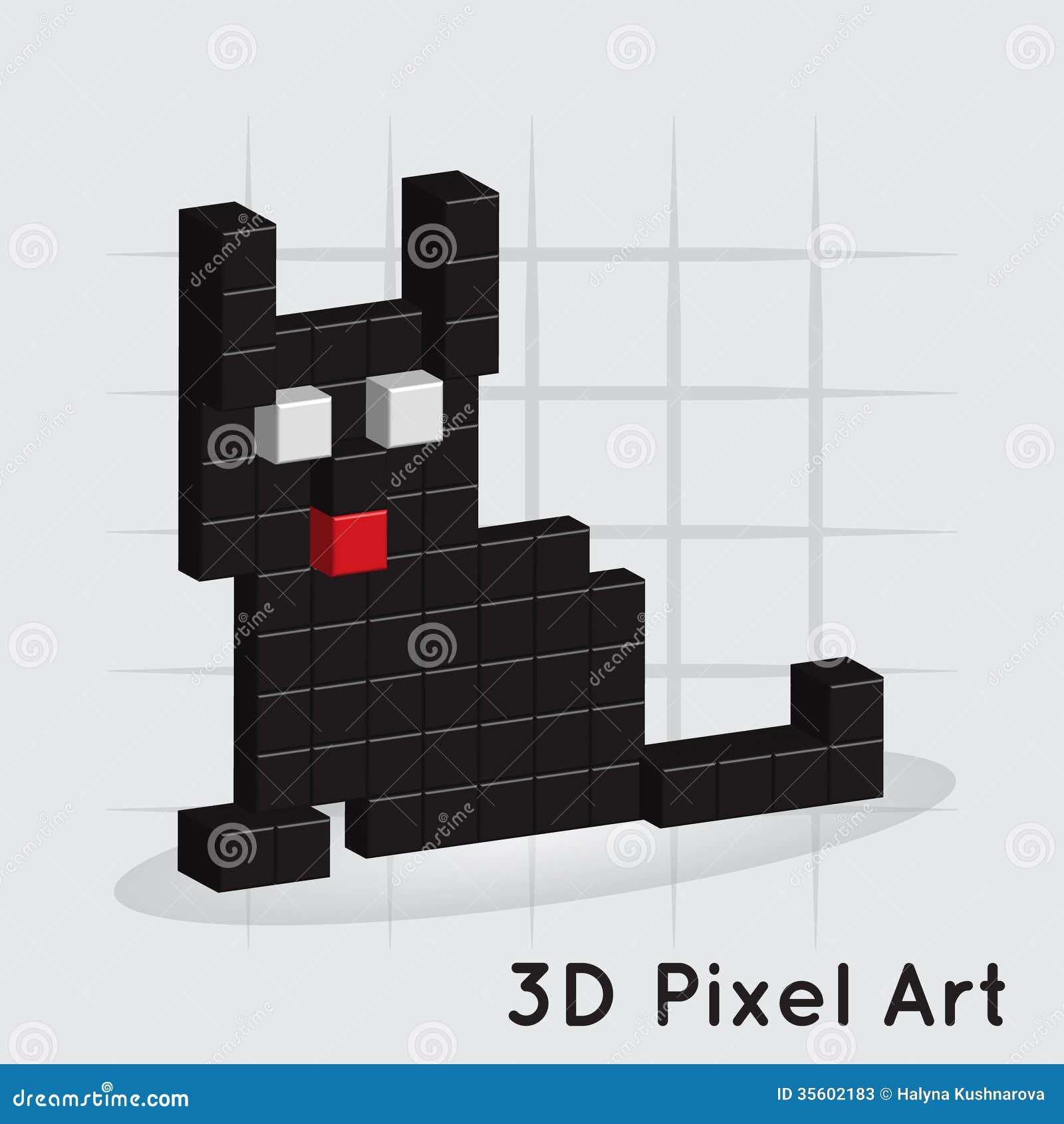 Cat. 3D Pixel Art. Vector stock vector. Illustration of link - 35602183