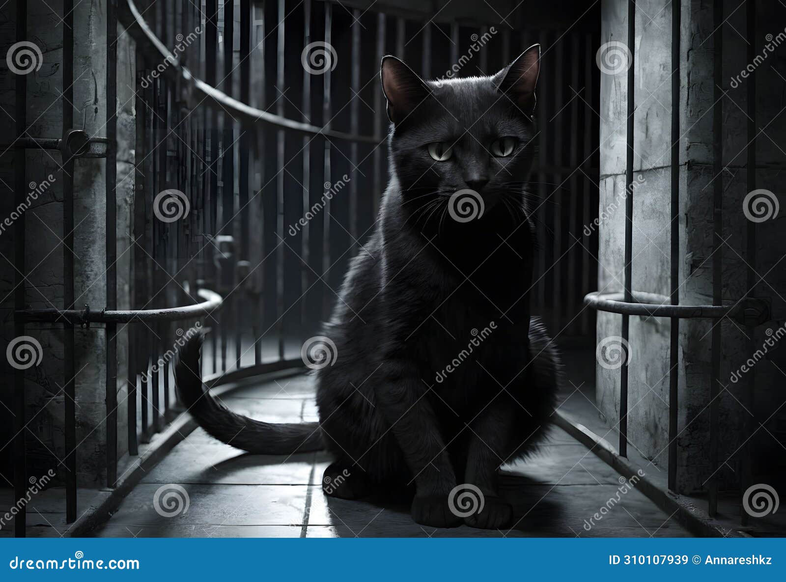 Cat in a Dark Prison Cell. AI Created. Stock Image - Image of beauty ...
