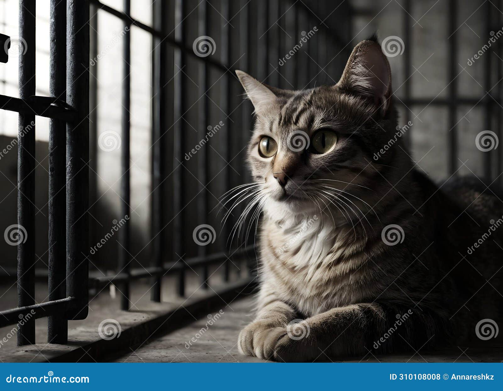 Cat in a Dark Prison Cell. AI Created. Stock Photo - Image of prison ...