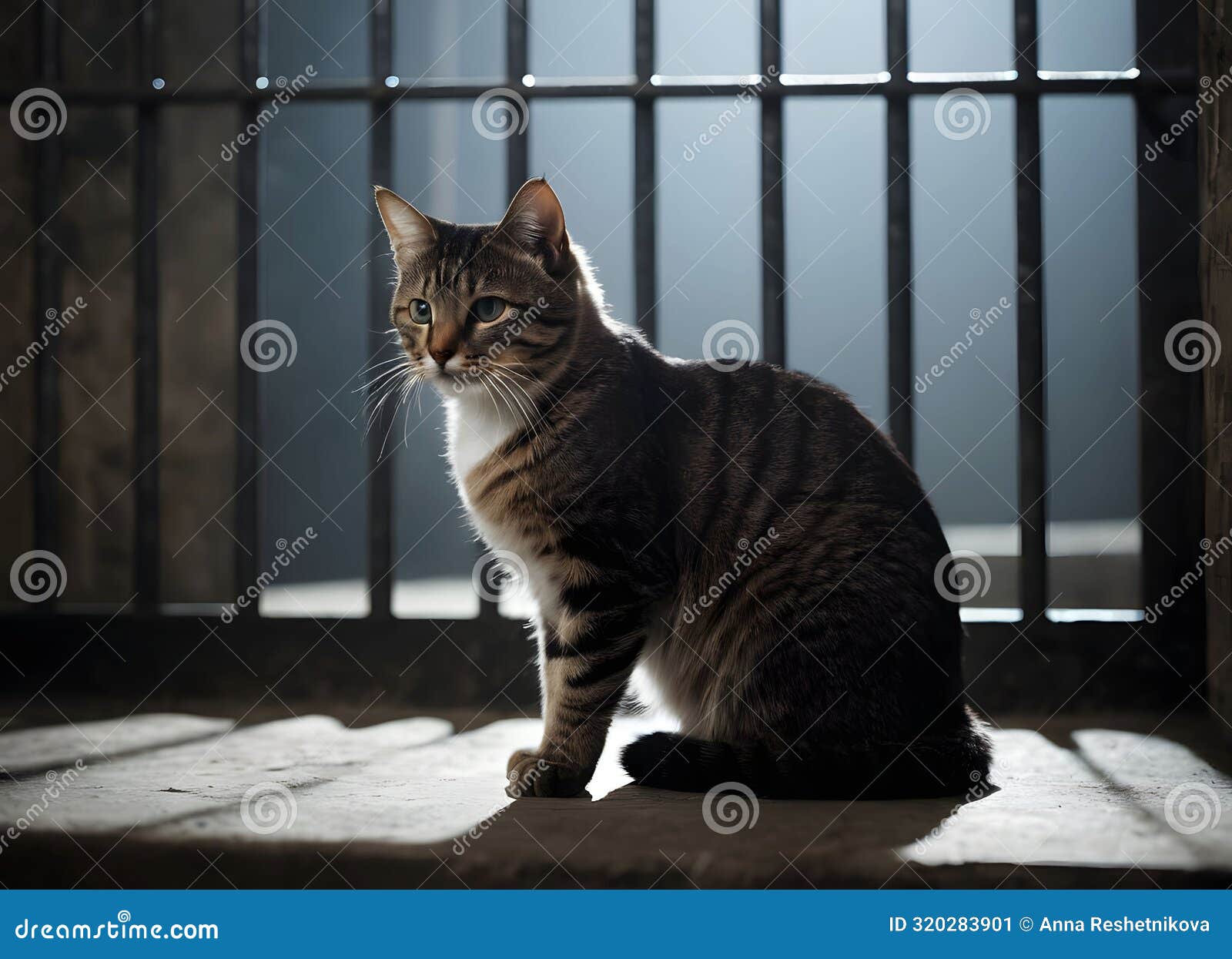 Cat in a Dark Prison Cell. AI Created. Stock Image - Image of prison ...