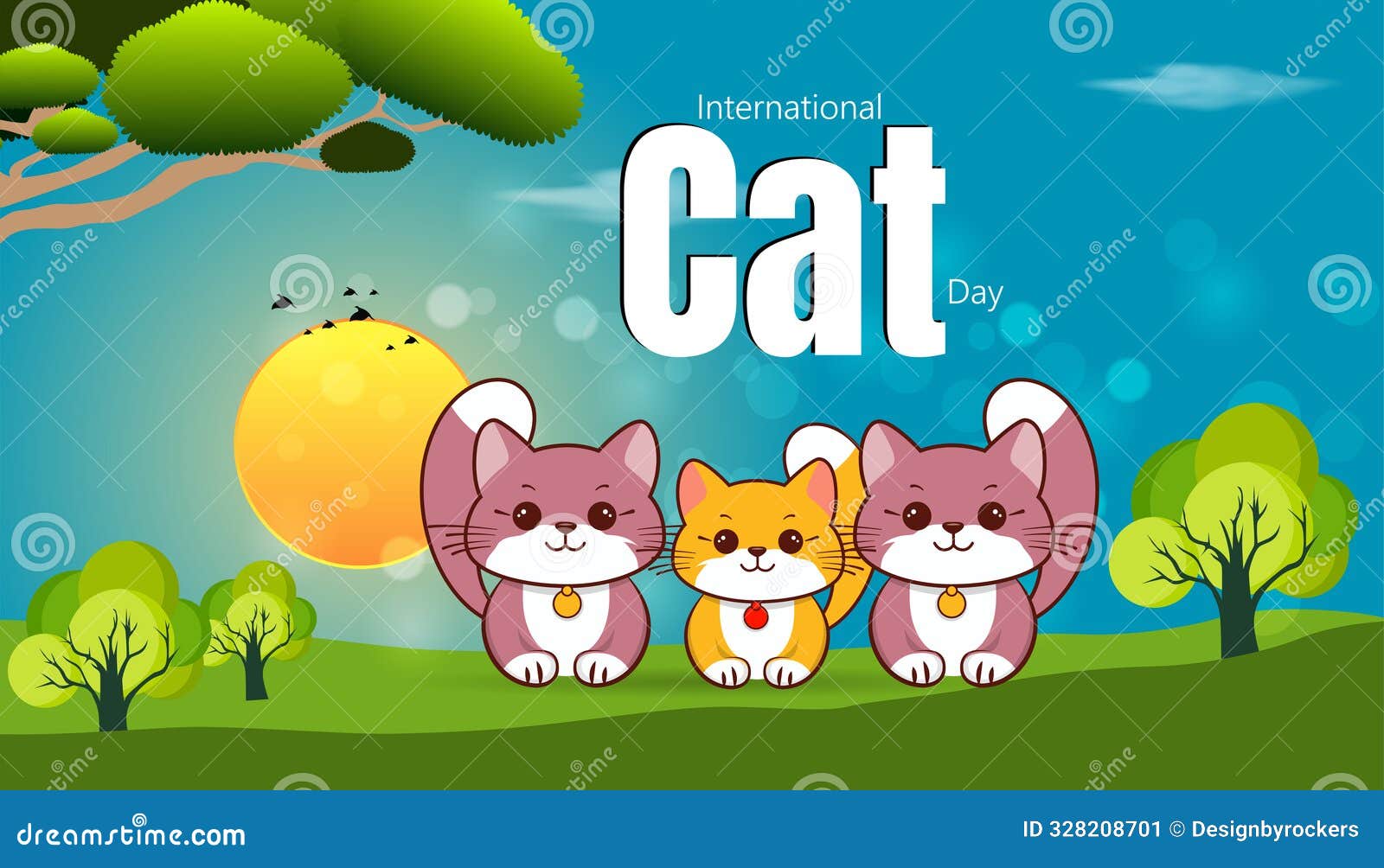 International Cat Day World Most Beloved Pets Stock Vector ...