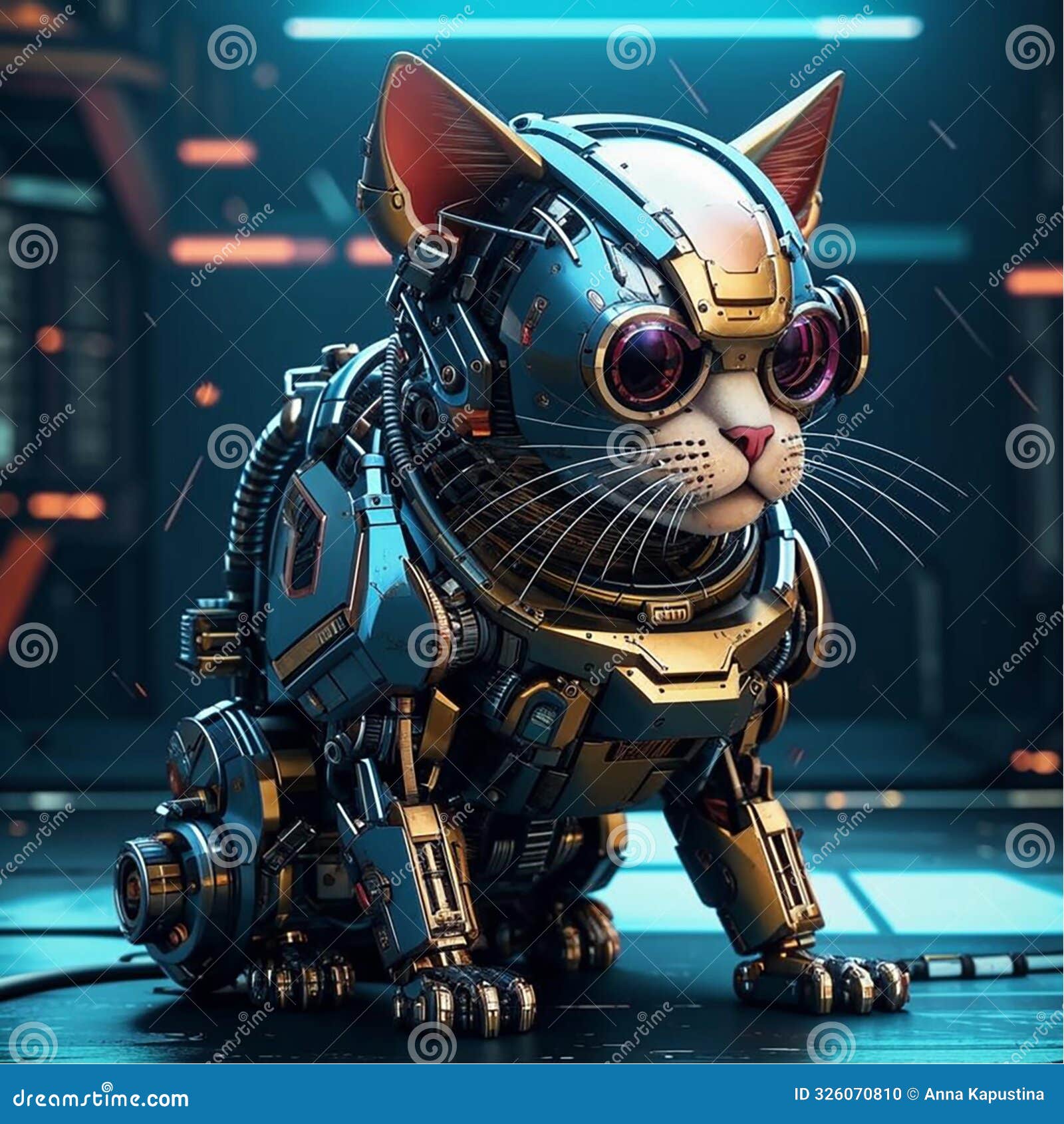 A Cat is Depicted As a Robotic Stock Illustration - Illustration of ...