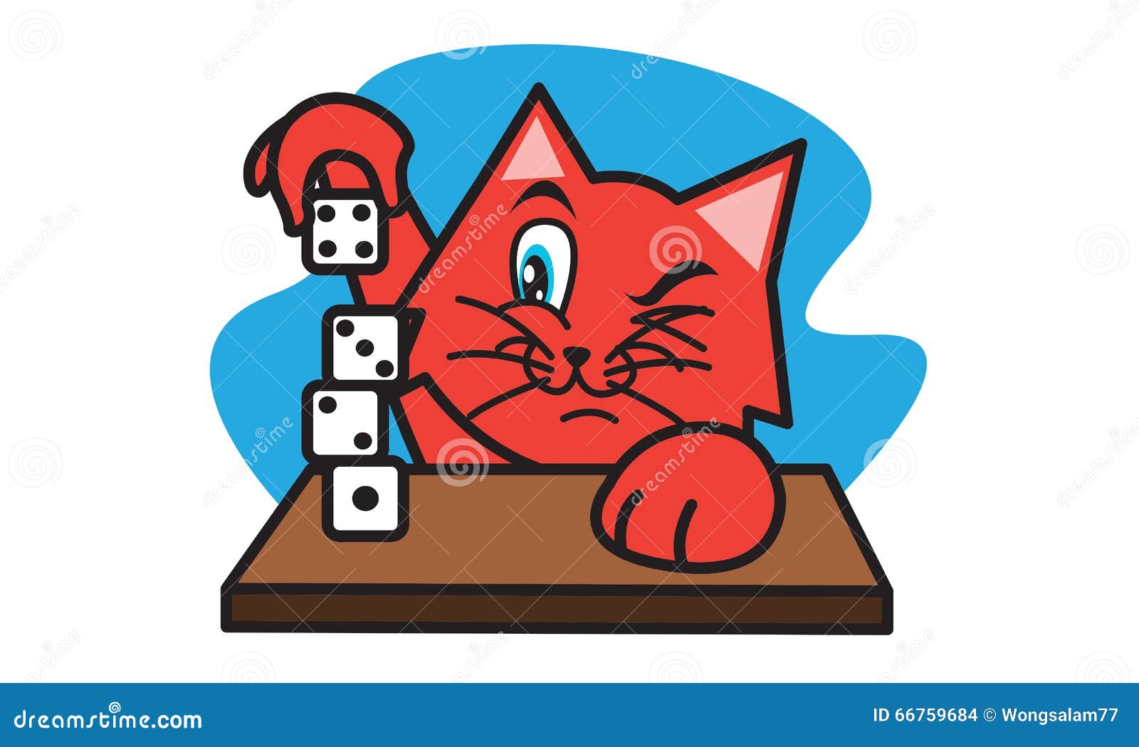 Cat and Dice stock vector. Illustration of focus, character - 66759684