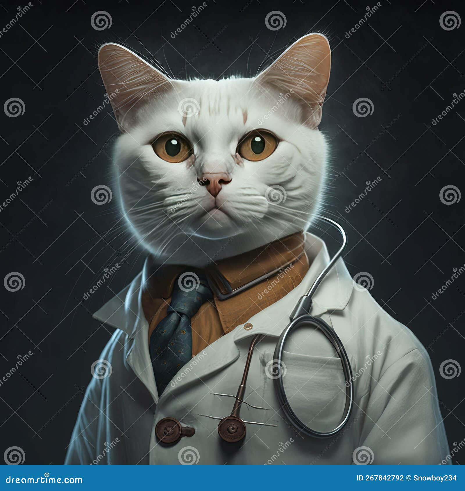 The Cat Doctor in a Medical Hat. Doctor with Cat Head. Generative AI ...