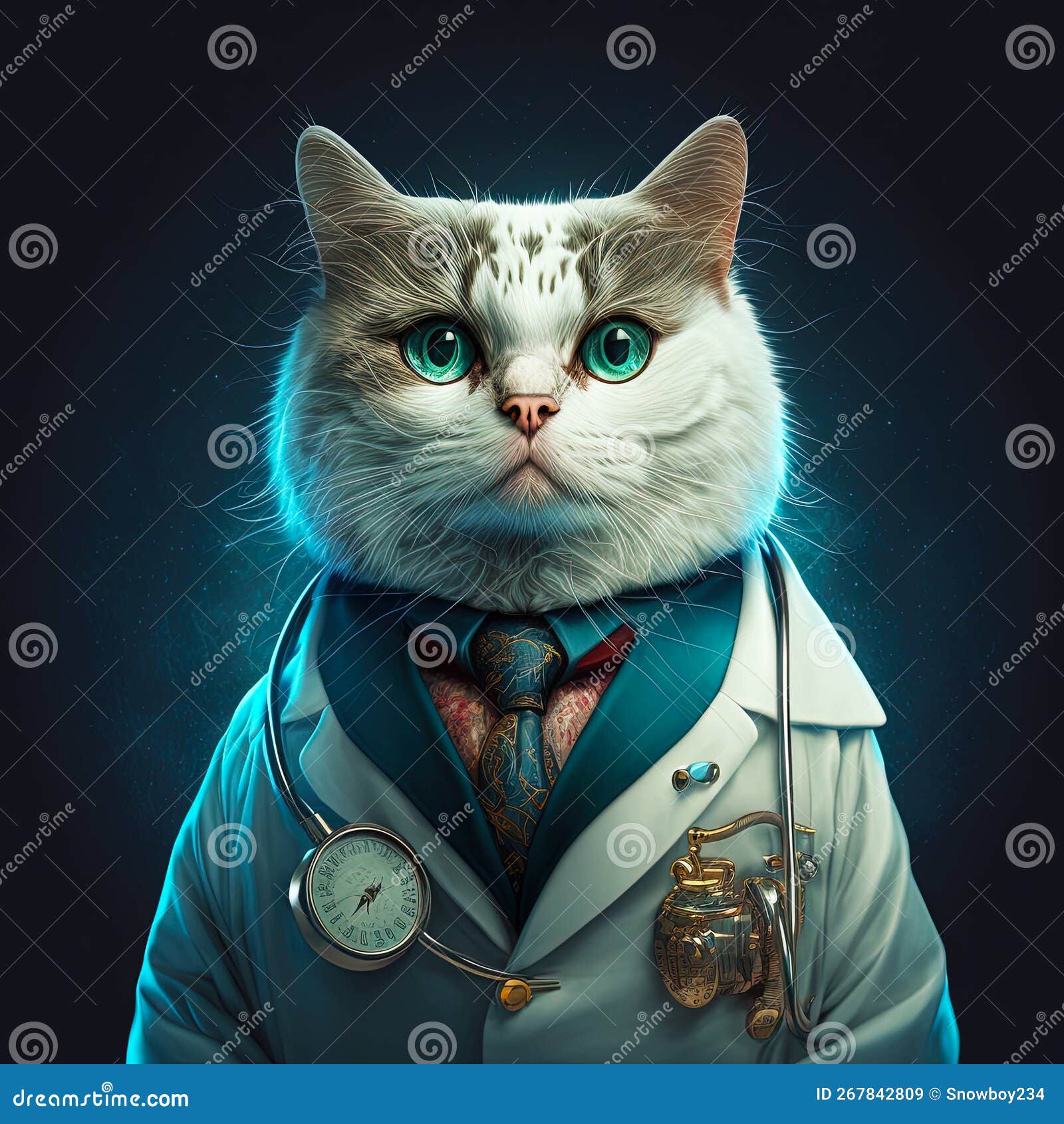 The Cat Doctor in a Medical Hat. Doctor with Cat Head. Generative AI ...