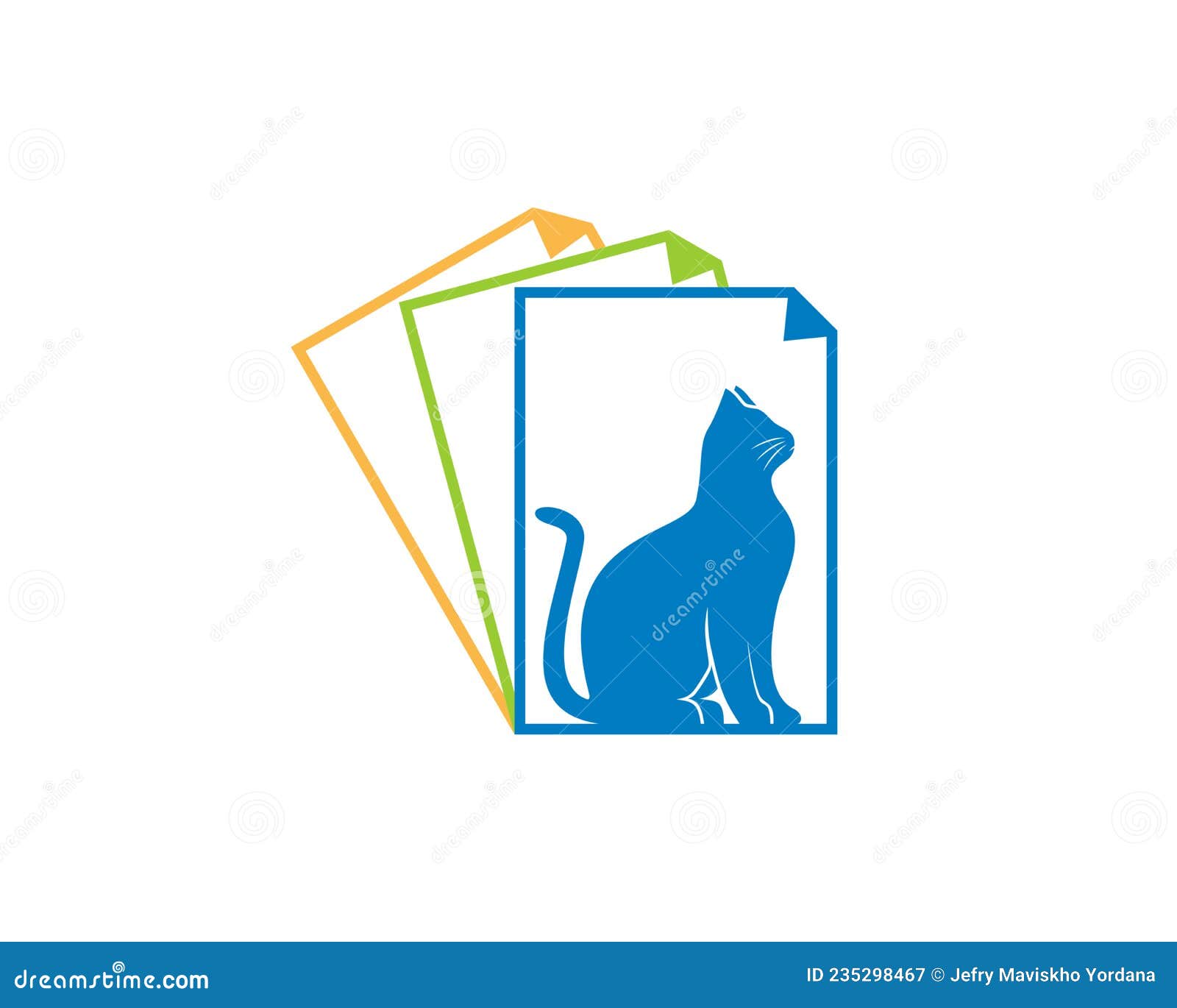 Cat in the document logo stock illustration. Illustration of identity ...