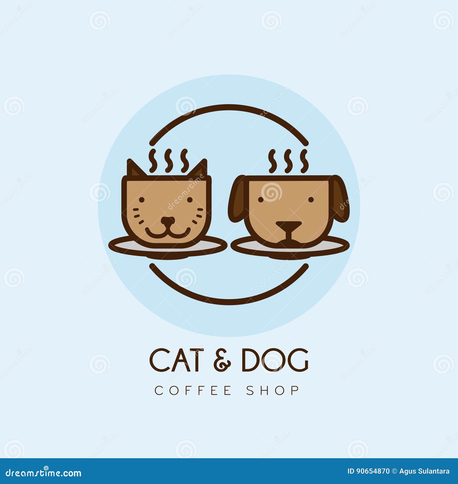 Cat Dog Coffee Cafe Shop Logo Design Ilustração Stock - Ilustração de ...