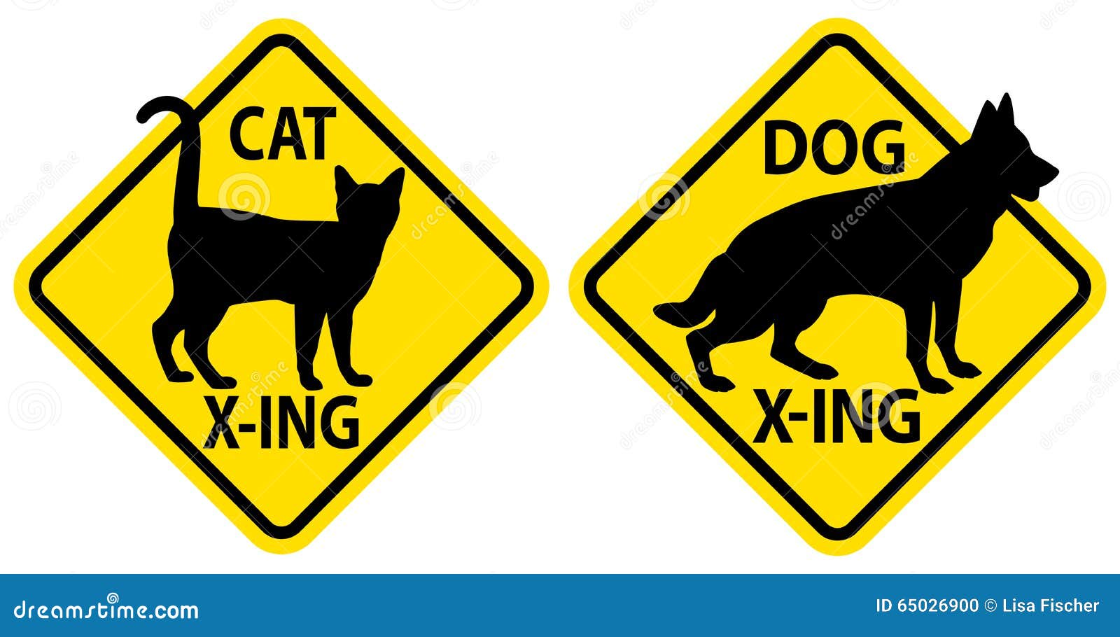 Cat and Dog Crossing Signs stock vector. Illustration of silhouette ...