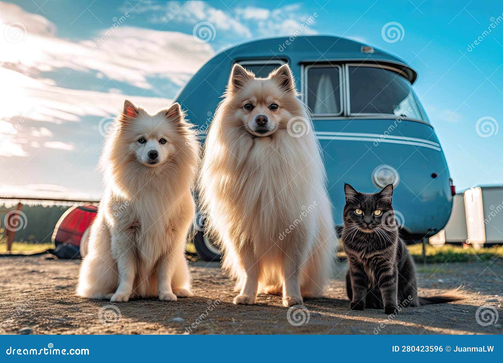 A Cat and a Dog Enjoying the Van Life in Their Camper Van. Generative ...