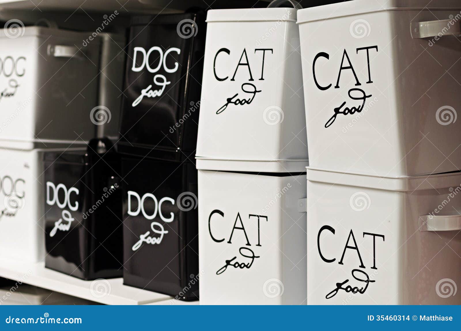 Cat and Dog Food Containers Stock Photo - Image of animal, shop: 35460314