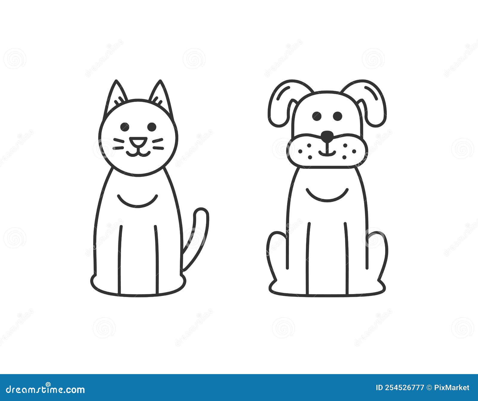 Cat and Dog Line Icons stock vector. Illustration of sitting - 254526777