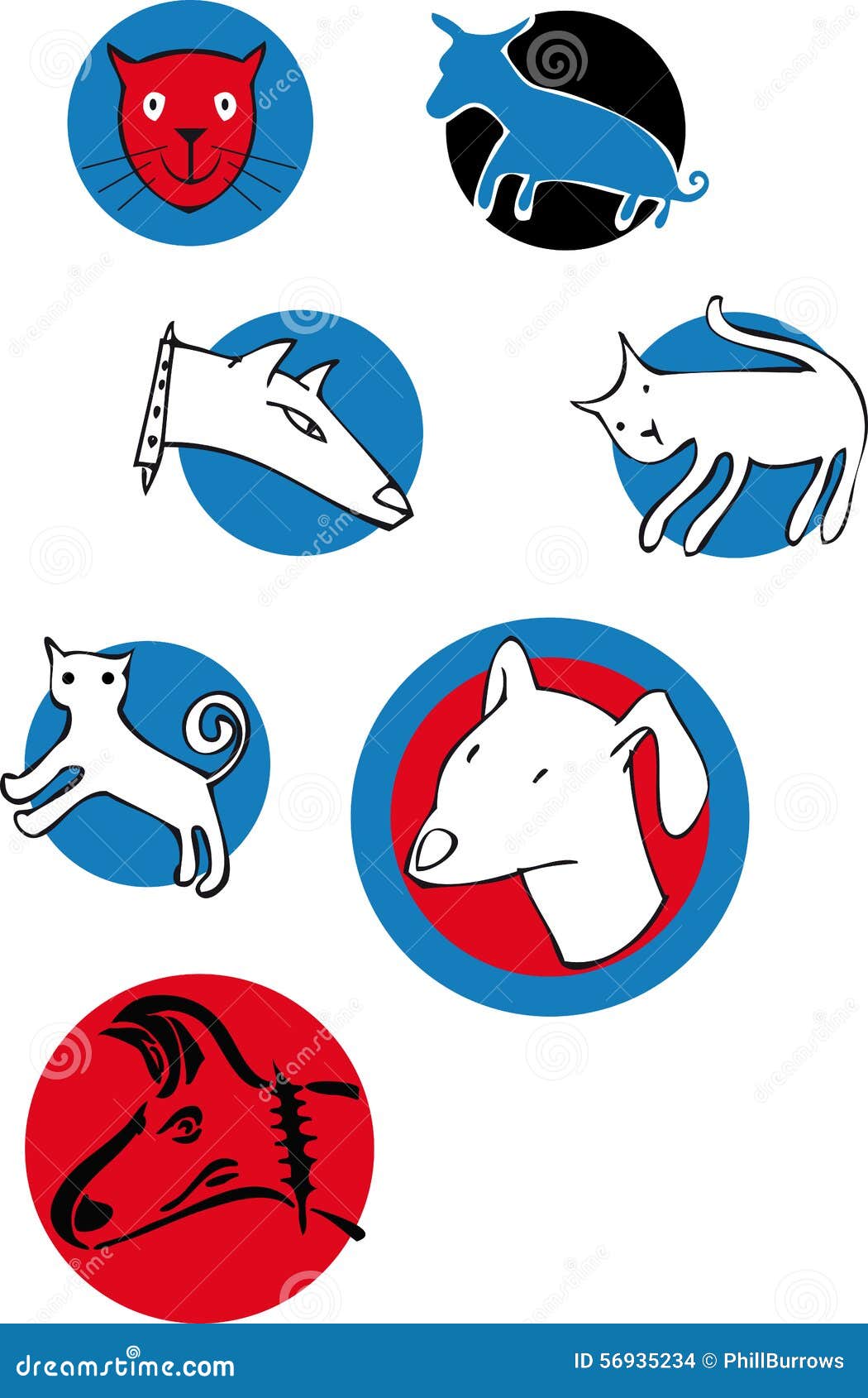 Cat Dog Logos Vector Illustration | CartoonDealer.com #56935234