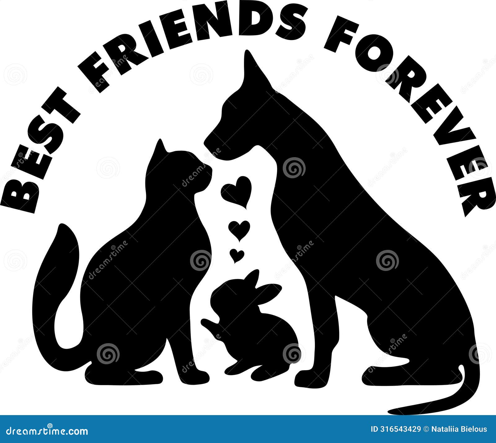 Cat, Dog and Rabbit are Best Friends Forever Stock Vector ...