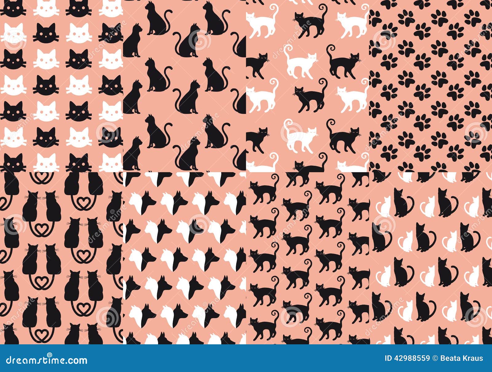 Cat and Dog Seamless Pattern, Vector Stock Vector - Illustration of ...