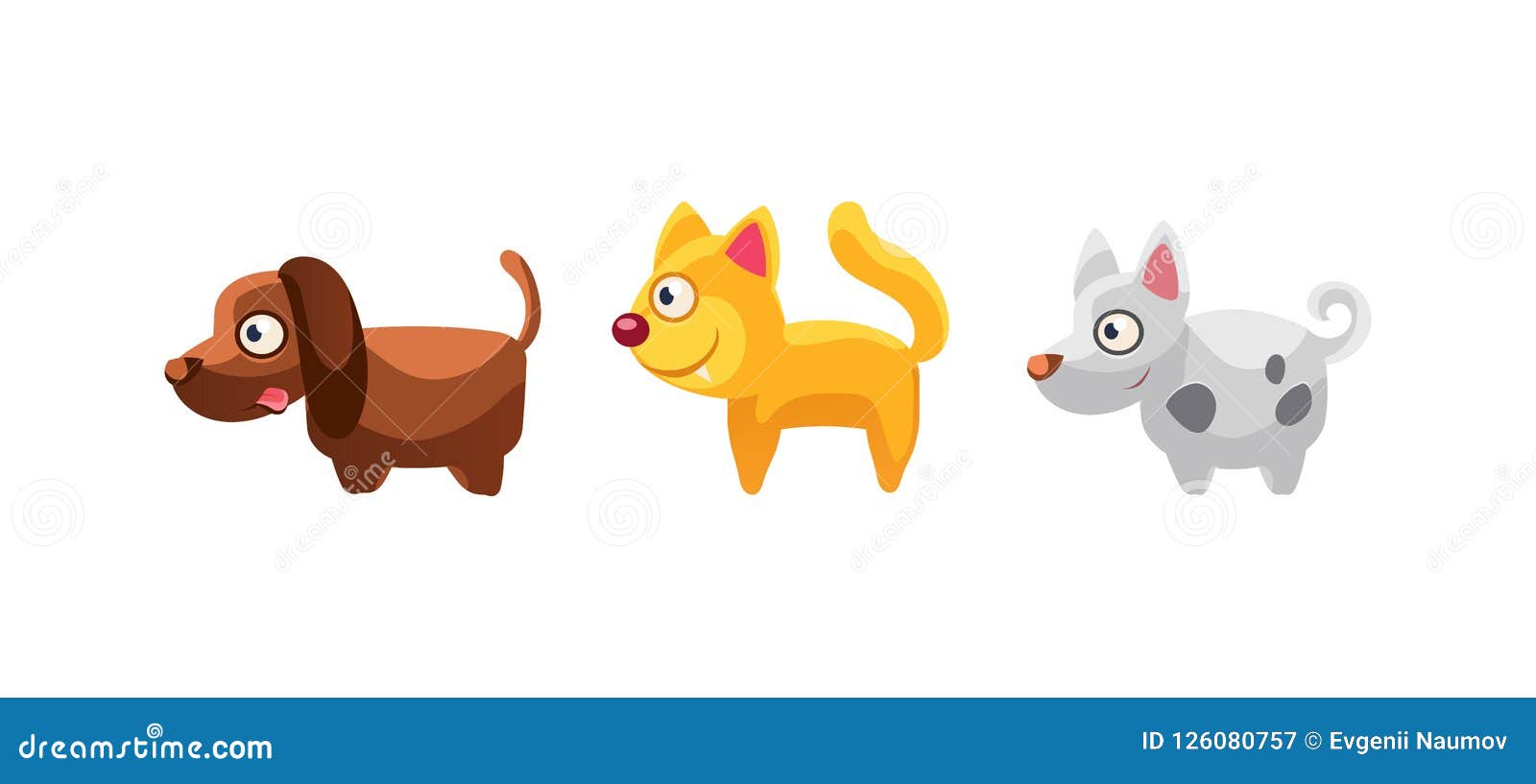 Cat and Dogs, Funny Cartoon Farm Animals, Game User Interface, Element ...