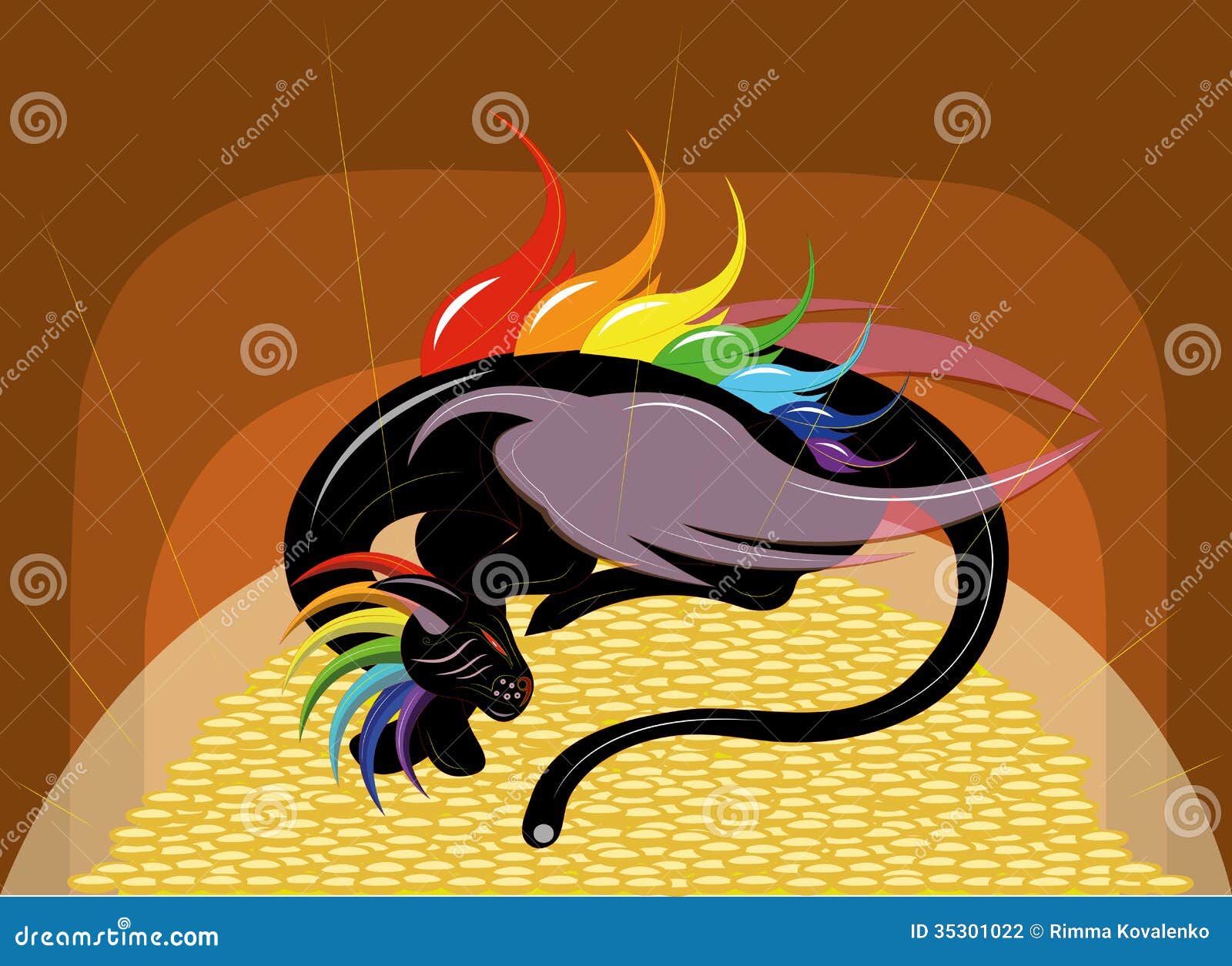 The Dragon Guards The Tower. Watercolor Illustration.Isolated On A ...