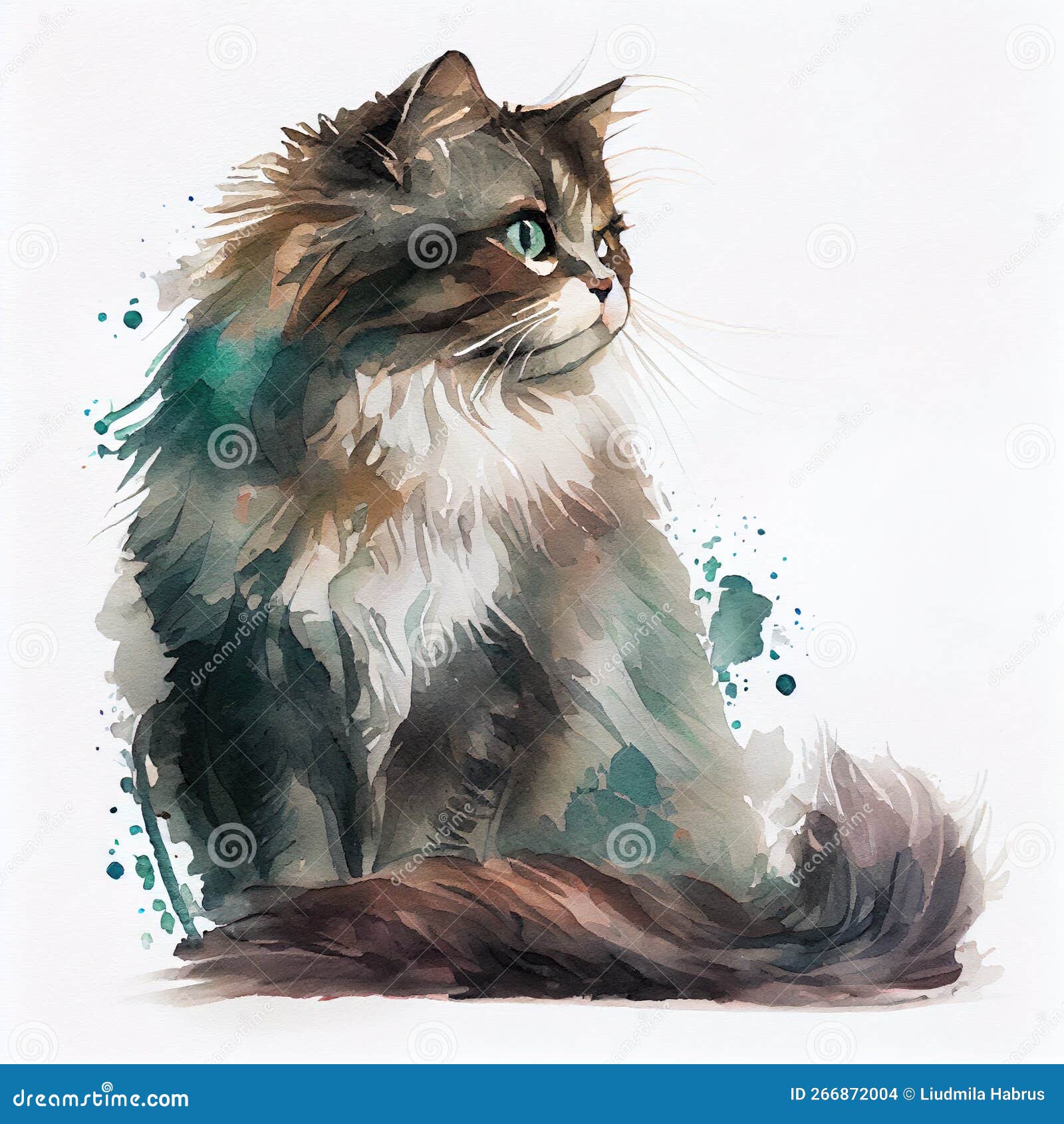 Cat Drawing Watercolor. Generative AI Stock Illustration - Illustration ...