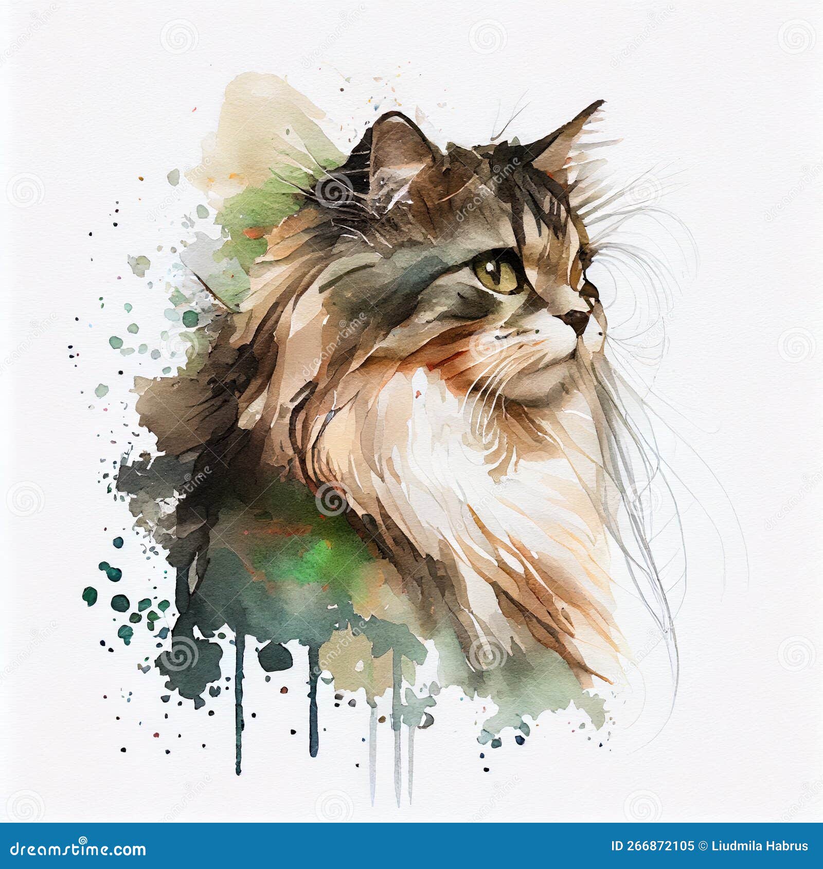 Cat Drawing Watercolor. Generative AI Stock Illustration - Illustration ...