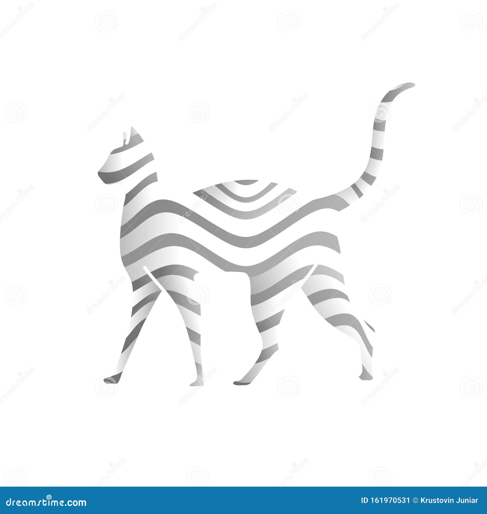 Cat Drawn with Wave Lines Pattern Art Vector Stock Vector ...