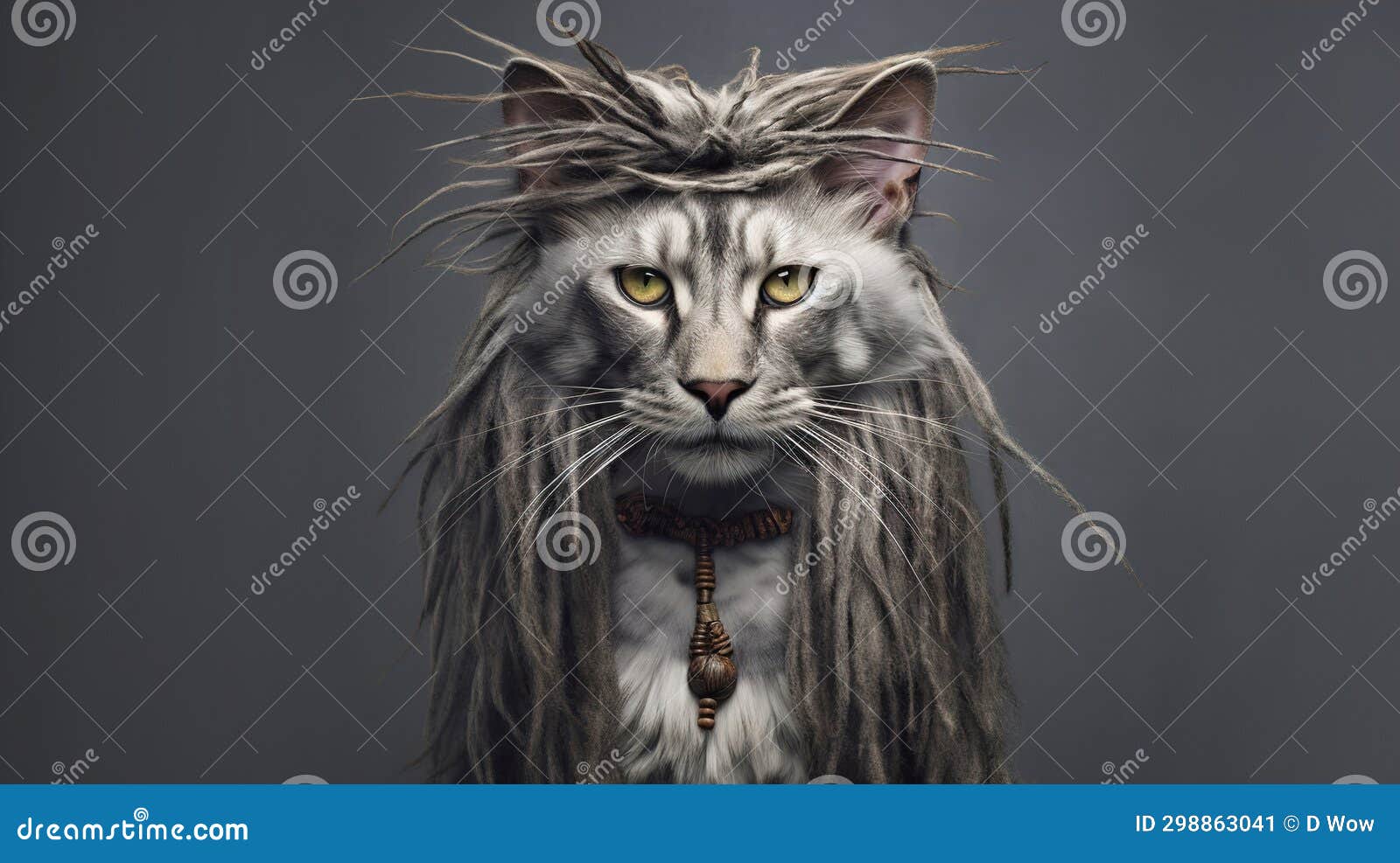 Cat with Dreadlocks on a Gray Background Stock Image - Image of looks ...