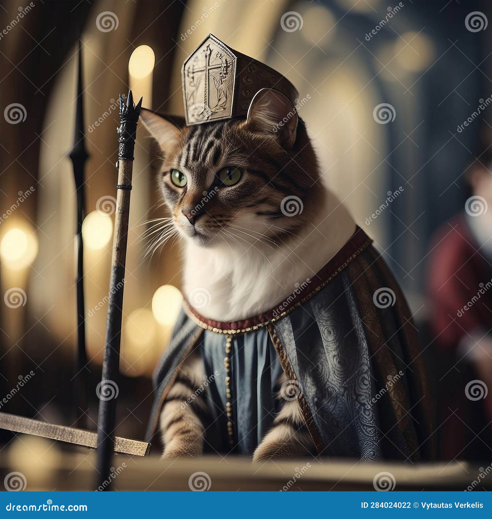 Cat dressed as a priest stock illustration. Illustration of walking ...