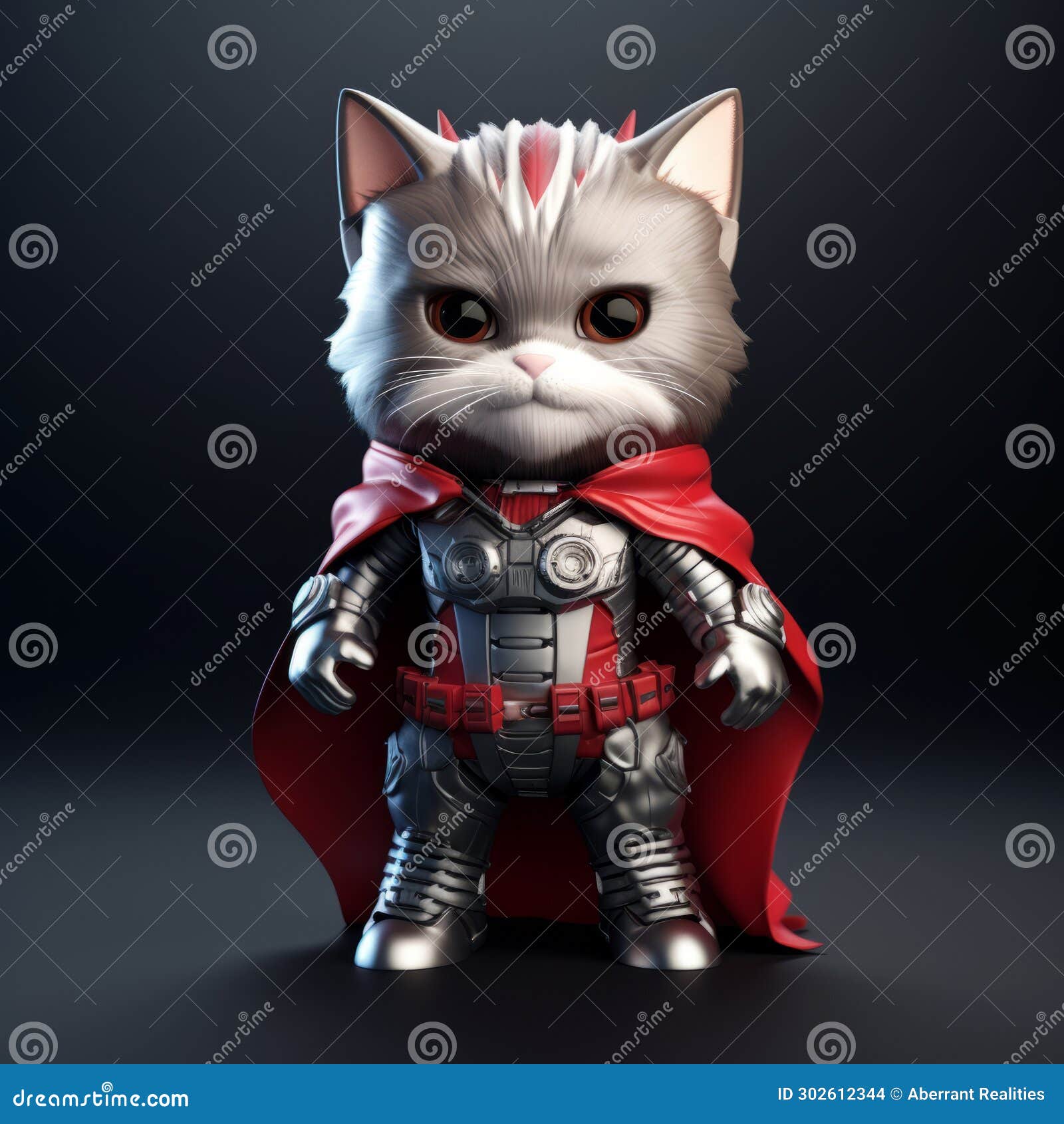 A Cat Dressed As Thor with a Red Cape Stock Illustration - Illustration ...