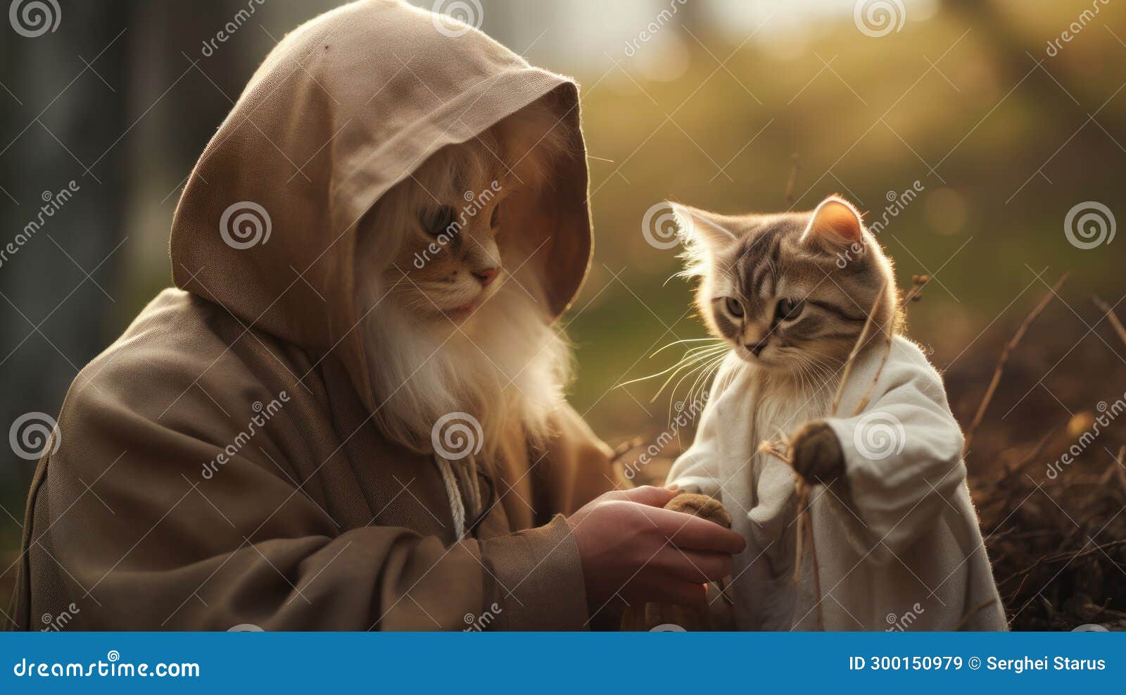 A Cat Dressed As a Wizard and Holding Hands with Another Small Cat, AI ...