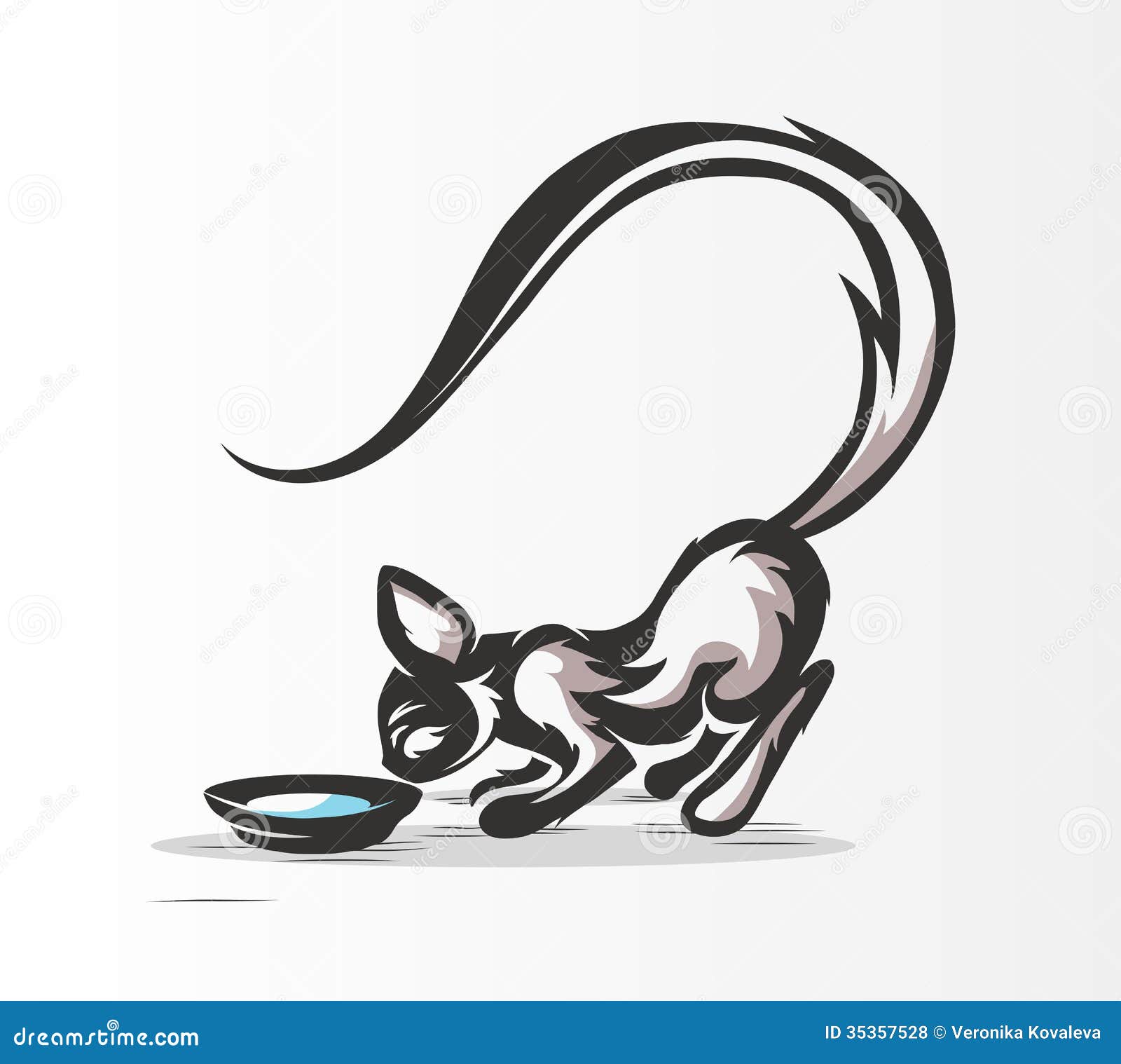 Cat drinking milk stock vector. Illustration of illustrations - 35357528