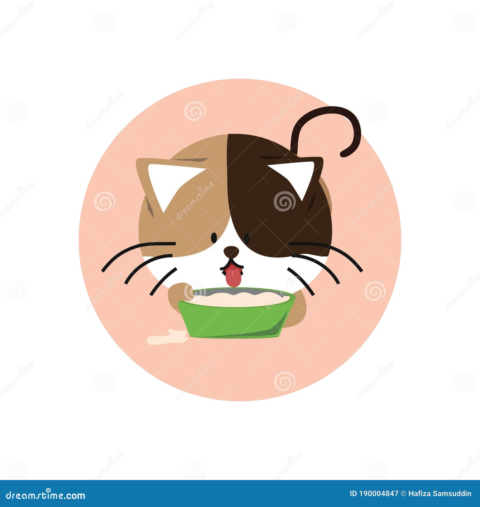 Cat Drinking Milk. Vector Illustration Decorative Design Stock Vector ...