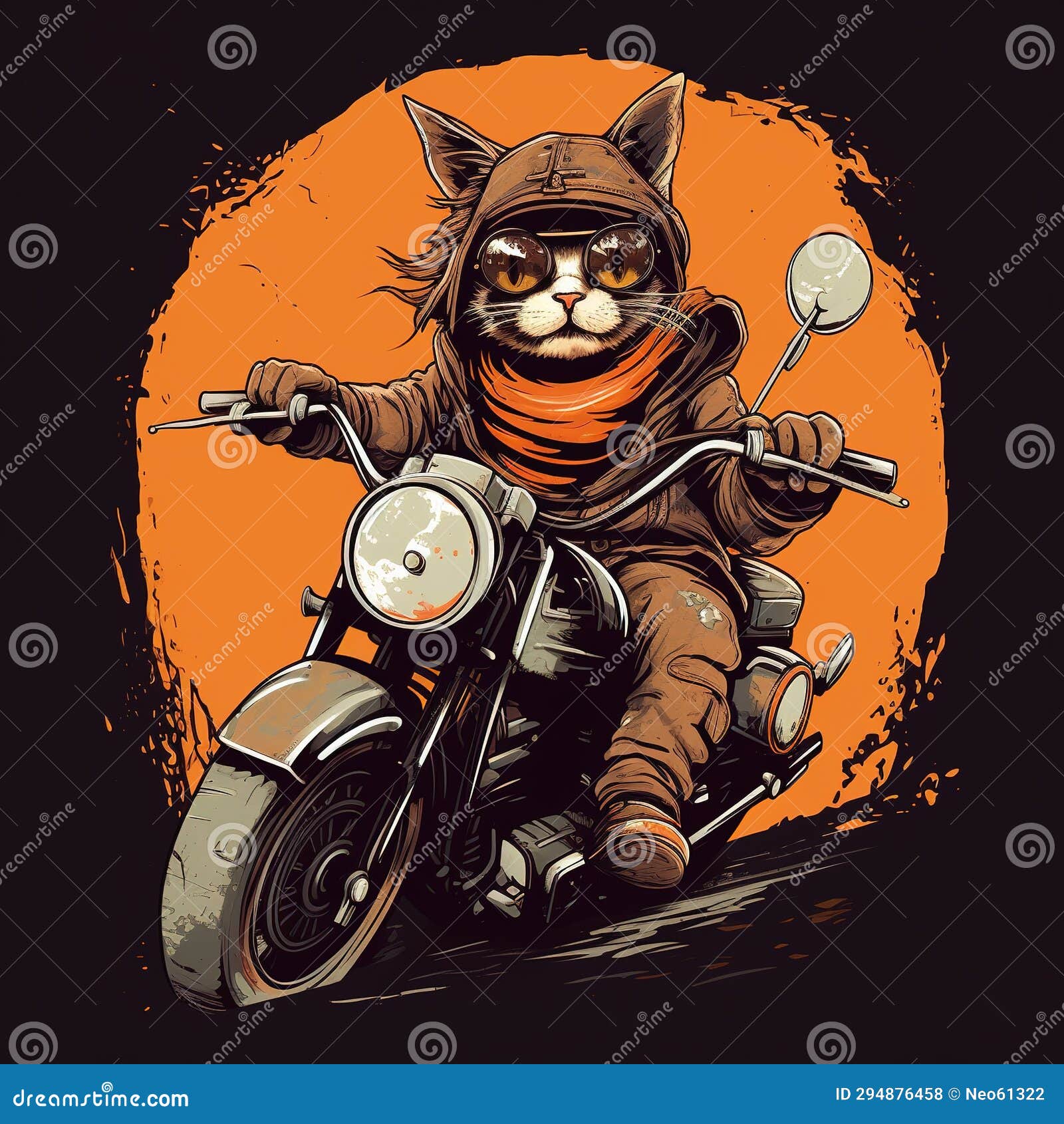 Cat Driving a Motorcycle in the Summer Generative AI Stock Illustration ...
