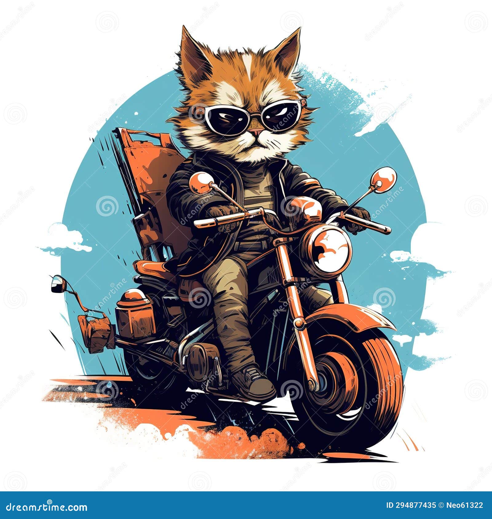 Cat Driving a Motorcycle in the Summer Generative AI Stock Illustration ...