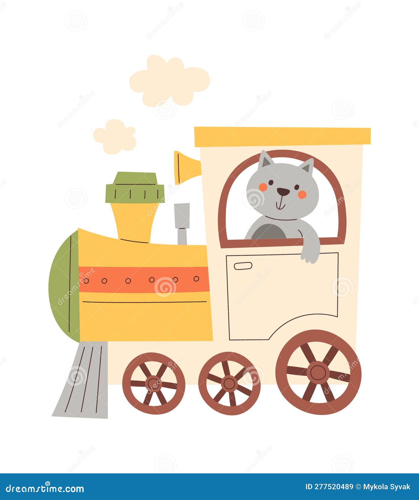Cat Driving the Train stock vector. Illustration of ride - 277520489