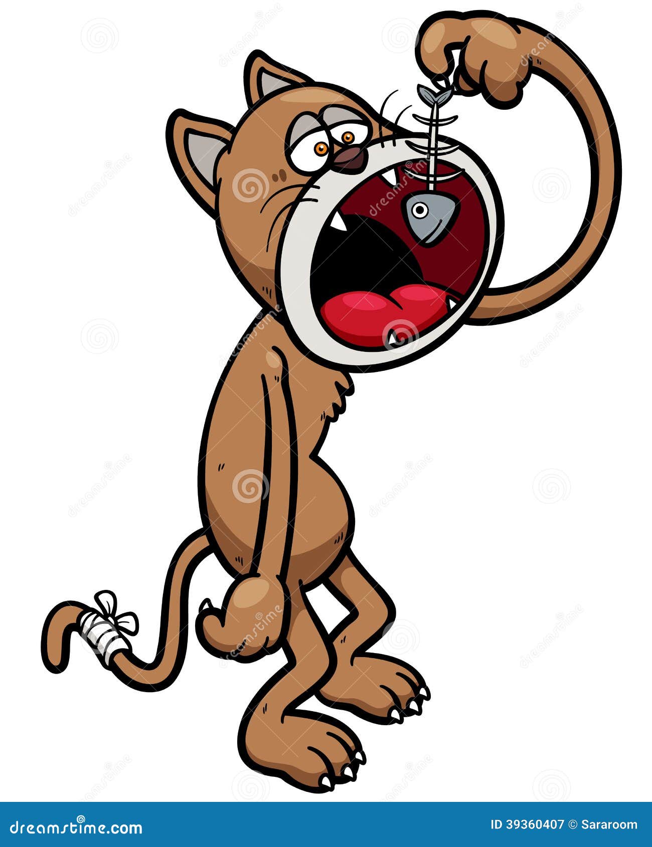 Cat eating cartoon stock vector. Illustration of purring - 39360407