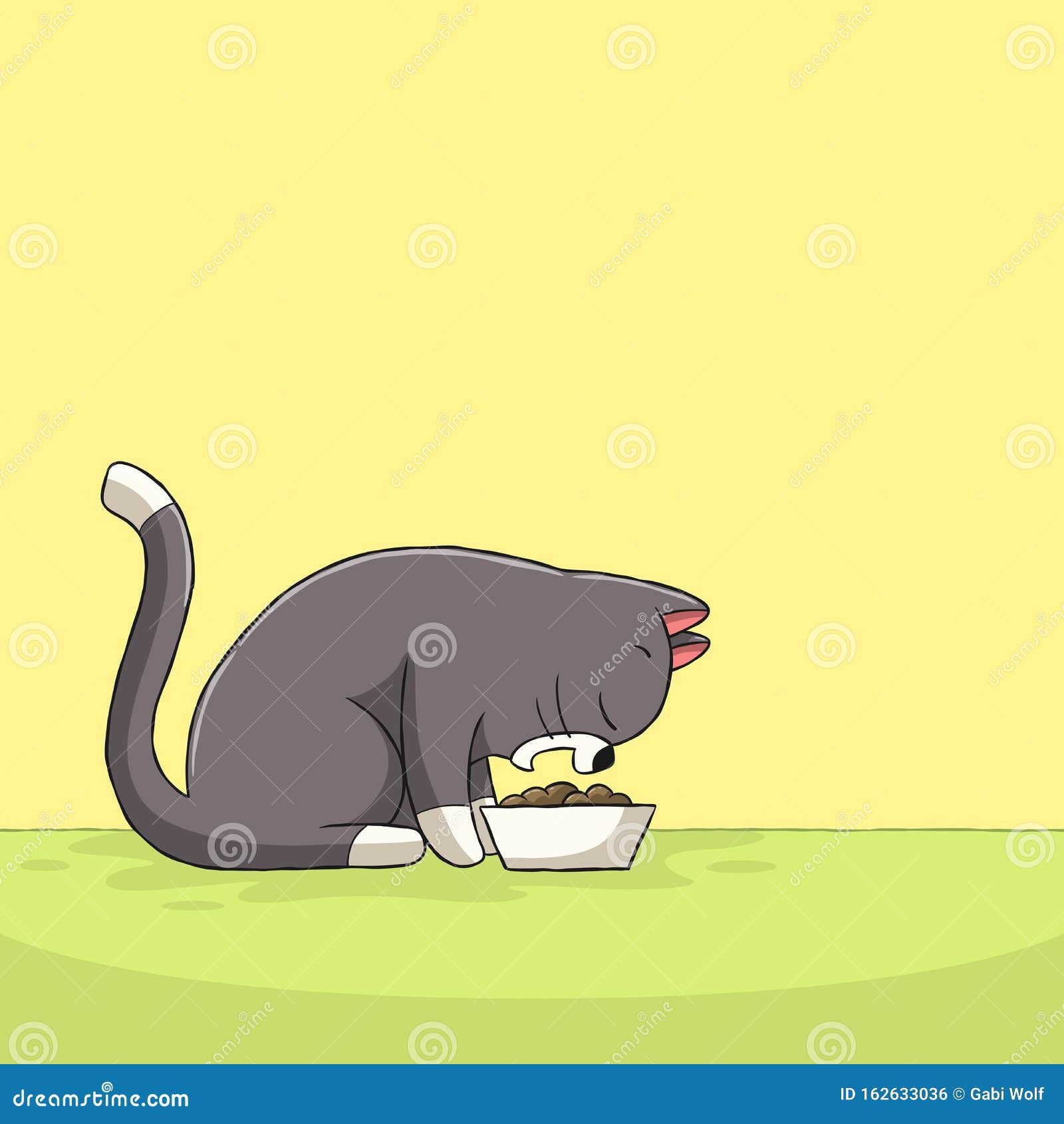 Cat Eats Her Food stock vector. Illustration of animal - 162633036