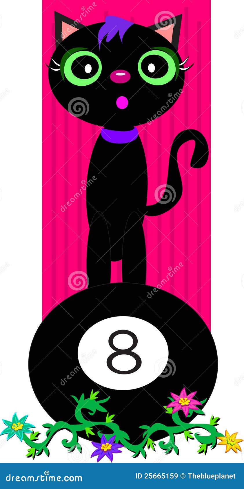 Cat with an Eight Ball stock vector. Illustration of leaf - 25665159