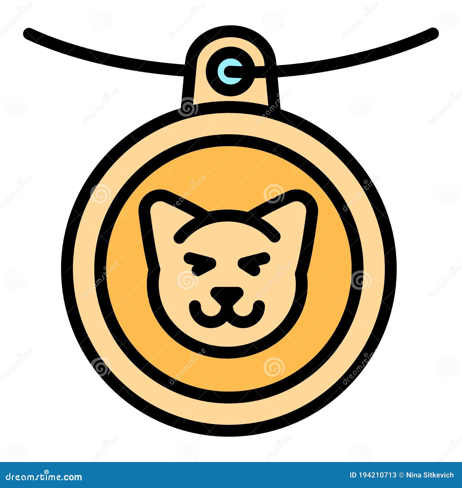 Cat Emblem Icon, Outline Style Stock Vector - Illustration of design ...