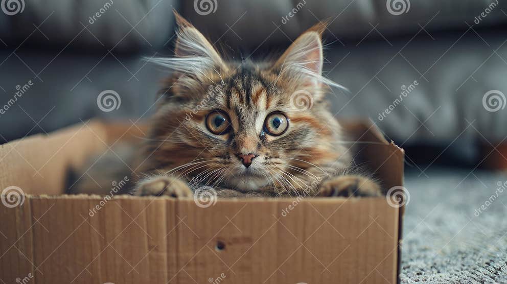 Cat in an empty pack box stock photo. Image of icon - 330897158