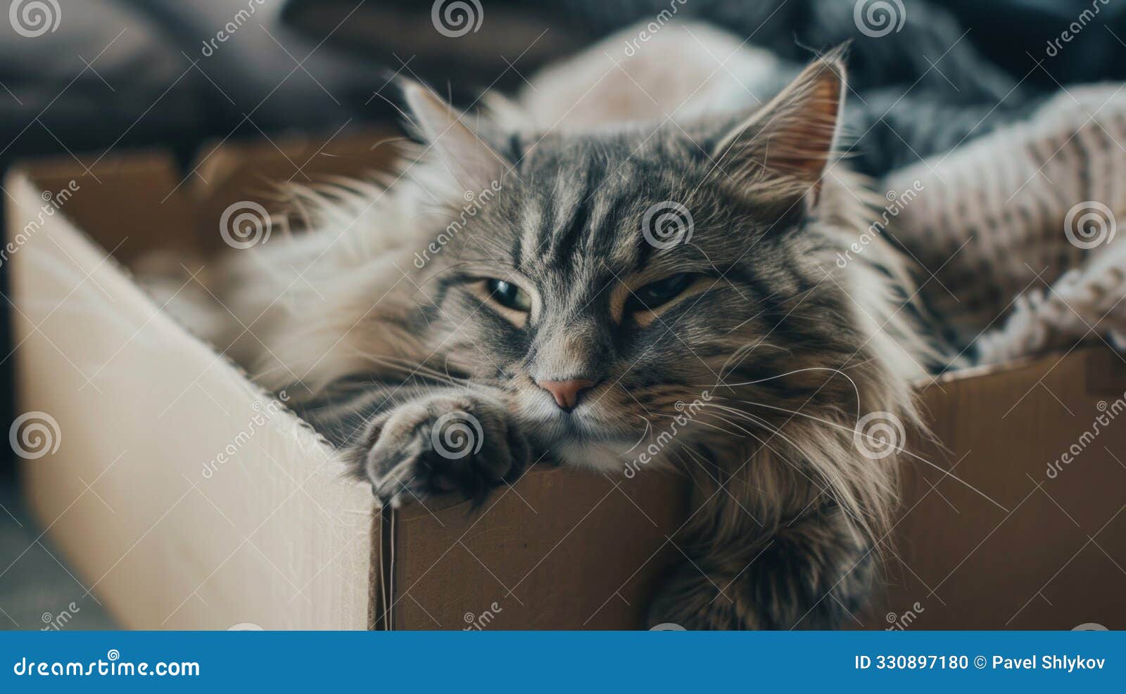 Cat in an empty pack box stock photo. Image of delivery - 330897180