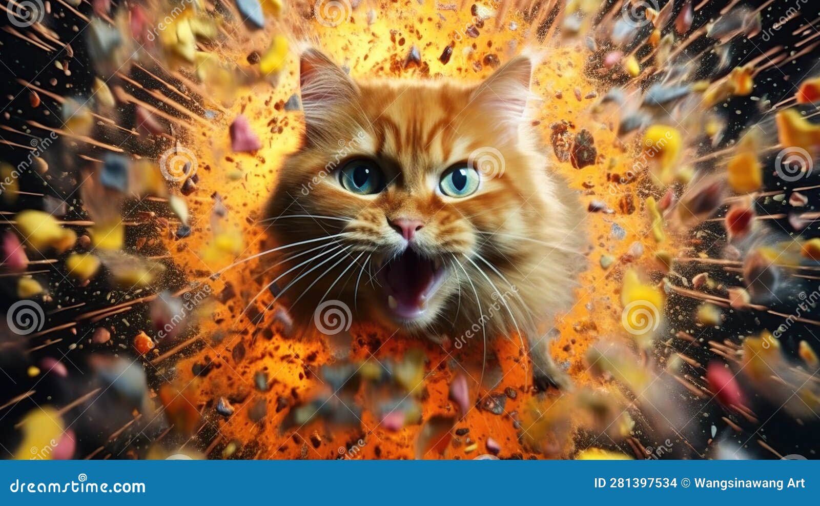 Cat Exploding Sand Generative AI Stock Illustration - Illustration of ...
